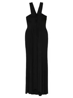 HERVE L. LEROUX Jersey Pleated Fishtail Gown - Black