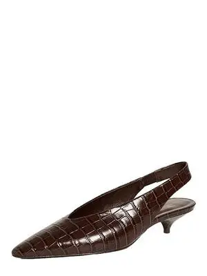 REFORMATION Calista Slingback Kitten Heels - Chocolate Croc