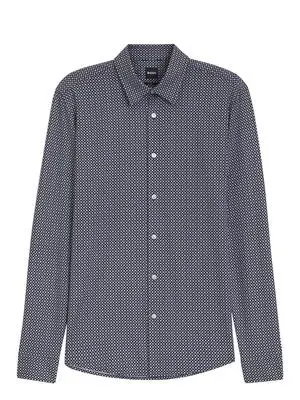 BOSS Slim-fit Printed Shirt - Dark Blue
