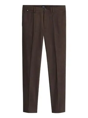 BOSS Modern-fit Pants In Stretch Melange Fabric - Dark Brown