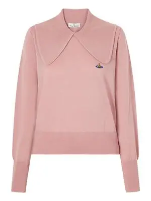 VIVIENNE WESTWOOD Tie Bea Logo-embroidered Polo Sweater - Blush