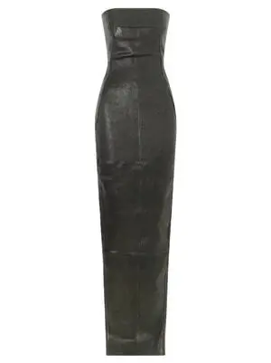 Rick Owens Athena Paneled Leather And Cotton-blend Maxi Dress - Black