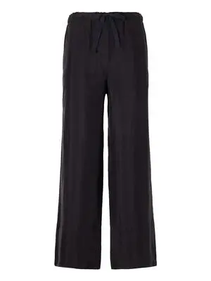 JAMES PERSE Silk-habotai Wide-leg Drawstring Trousers - Black
