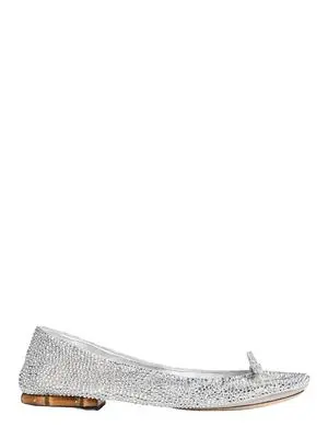 Gucci Crystal Ballerina With Bamboo Metal - Silver