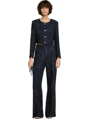 Sandro Decorative Tweed Jacket - Blue