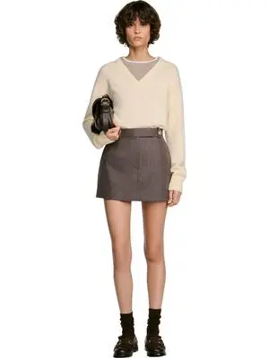 Sandro Wool Skort - Greige