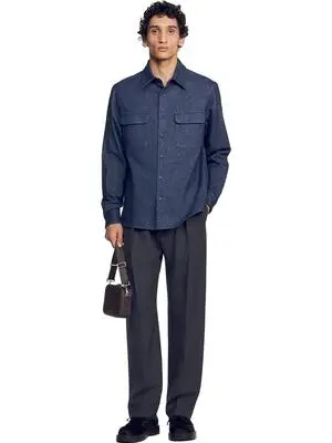 Sandro Cotton Flannel Shirt - Blue