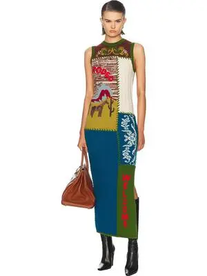 ALEMAIS Lasso Patchwork Knit Dress Multi