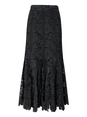 SELF-PORTRAIT Lace Midi Skirt - Black