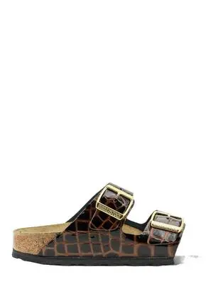 BIRKENSTOCK Arizona Leather Sandals With Crocodile Print - Brown