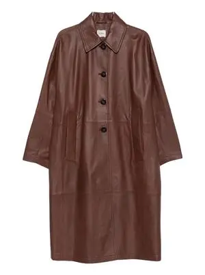 ALYSI Leather Caban Coat - Brown