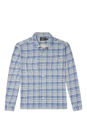 Ralph Lauren Checked Cotton And Linen-blend Shirt - Blue