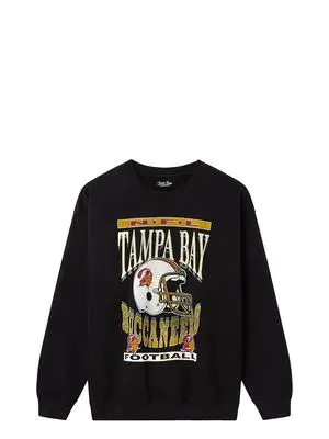 Junk Food Clothing Tampa Bay Buccaneers Helmet Crew Fleece Sweatshirt - Black