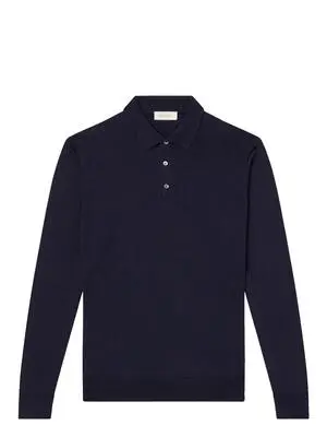 PIACENZA CASHMERE 1733 Merino-wool And Silk-blend Polo Sweater - Blue