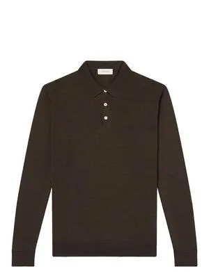 PIACENZA CASHMERE 1733 Merino-wool And Silk-blend Polo Sweater - Brown