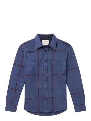 Portuguese Flannel Upper Checked Cotton-woven Overshirt - Blue
