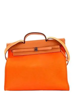 Hermès 39 Herbag Zip Leather And Toile - Orange