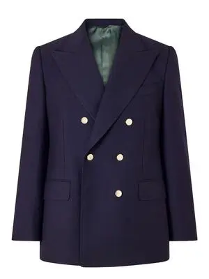 Husbands Husbands - Double-Breasted Wool-Twill Blazer - Men - Blue  Navy