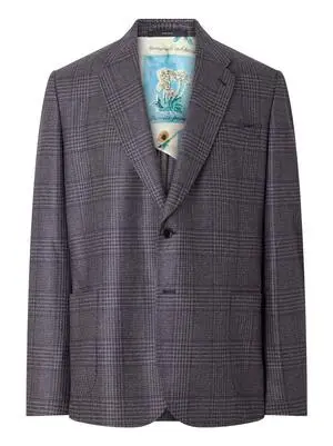 Paul Smith Prince Of Wales Wool And Silk-blend Suit Jacket - Blue