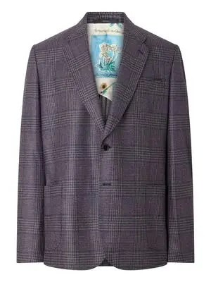Paul Smith Prince Of Wales Wool And Silk-blend Suit Jacket - Navy