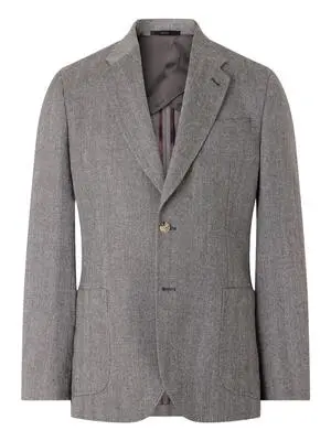 Paul Smith Wool And Cashmere-blend Herringbone Suit Jacket - Gray
