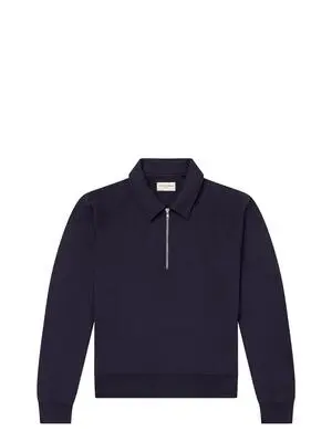 OFFICINE GÉNÉRALE OFFICINE GÉNÉRALE Organic Cotton-Blend Half-Zip Polo Sweater
