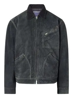 Ralph Lauren Chrysler Corduroy-trimmed Suede Jacket - Blue