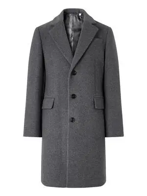 Burberry Wool Coat With Horn Button Closure - Gray