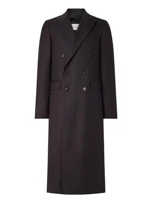 Dries Van Noten Double-breasted Herringbone Wool Coat - Brown