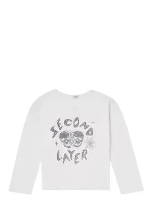 SECOND / LAYER Distressed Printed Cotton-jersey T-shirt - White
