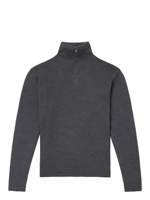 Ralph Lauren Purple Label Ralph Lauren Purple Label - Wool-Piqué Half-Zip Sweater - Men - Gray - S Gray