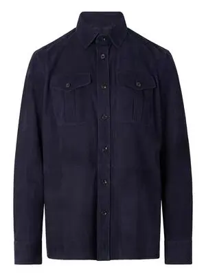 Ralph Lauren Purple Label Barrow Suede Overshirt - Blue