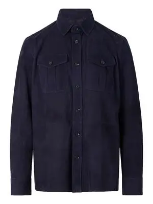 Ralph Lauren Purple Label Ralph Lauren Purple Label - Barrow Suede Overshirt - Men - Blue - S Navy