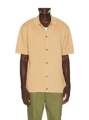 RHYTHM Textured Knit Shirt In Brown - Sand