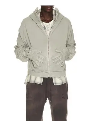 ADVISRY Advisry Glove Zip Up Hoodie In Grey.