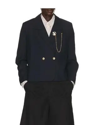 ADVISRY Advisry Double Breasted Blazer In Navy.