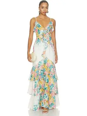 ELLIATT Elliatt Clementina With Ruffle Detailing Maxi Dress In White.