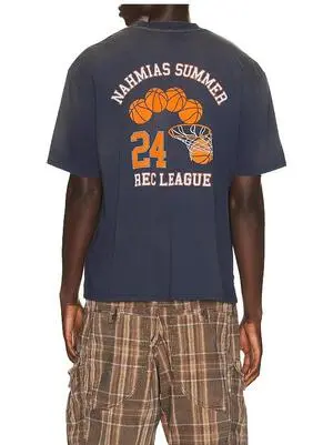 NAHMIAS Rec League Boxy Tee In Blue - Navy