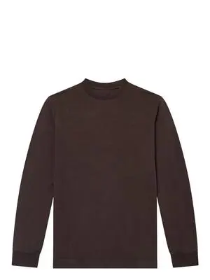 CASEY CASEY Felix Gabardine-trimmed Cotton-jersey T-shirt - Brown
