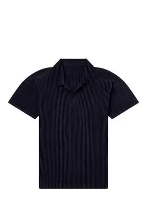 Issey Miyake Pleated Polo Shirt - Blue