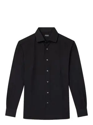 Zegna Cotton And Silk-blend Twill Shirt - Black