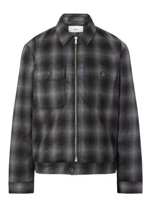 Mr P. Checked Virgin Wool Zip-up Jacket - Brown
