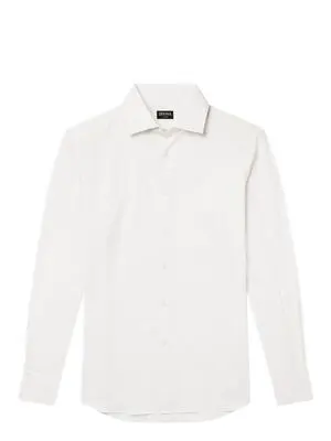 Zegna Cotton And Cashmere-blend Twill Shirt - White