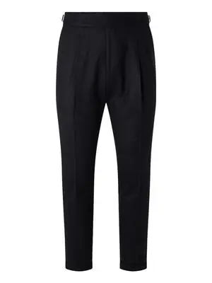 Mr P. Tapered Pleated Wool-flannel Suit Trousers - Black