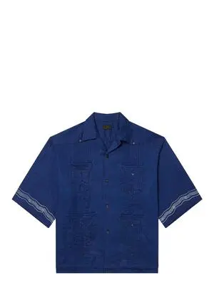 KAPITAL KAPITAL - Camp-Collar Printed Linen Cuban Shirt - Men - Blue - 1