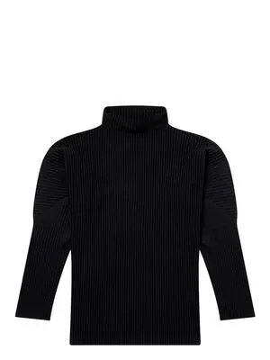 Issey Miyake Pleated Mock Neck T-shirt - Black
