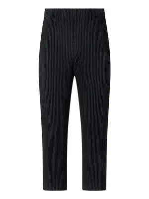 Issey Miyake Pleated Tapered-leg Trousers - Black