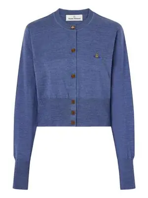 VIVIENNE WESTWOOD Bea Logo-embroidered Wool And Silk-blend Cardigan - Blue