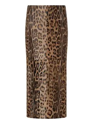 Stouls Winona Leopard-print Calf Hair Midi Skirt - Leopard Print