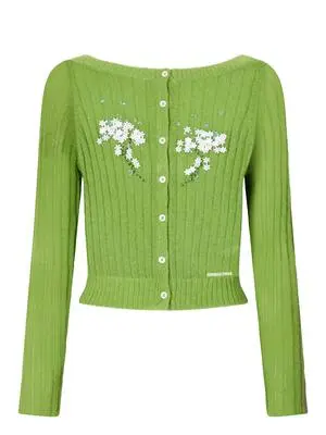 SHUSHU/TONG Embellished Knitted Cardigan - Green